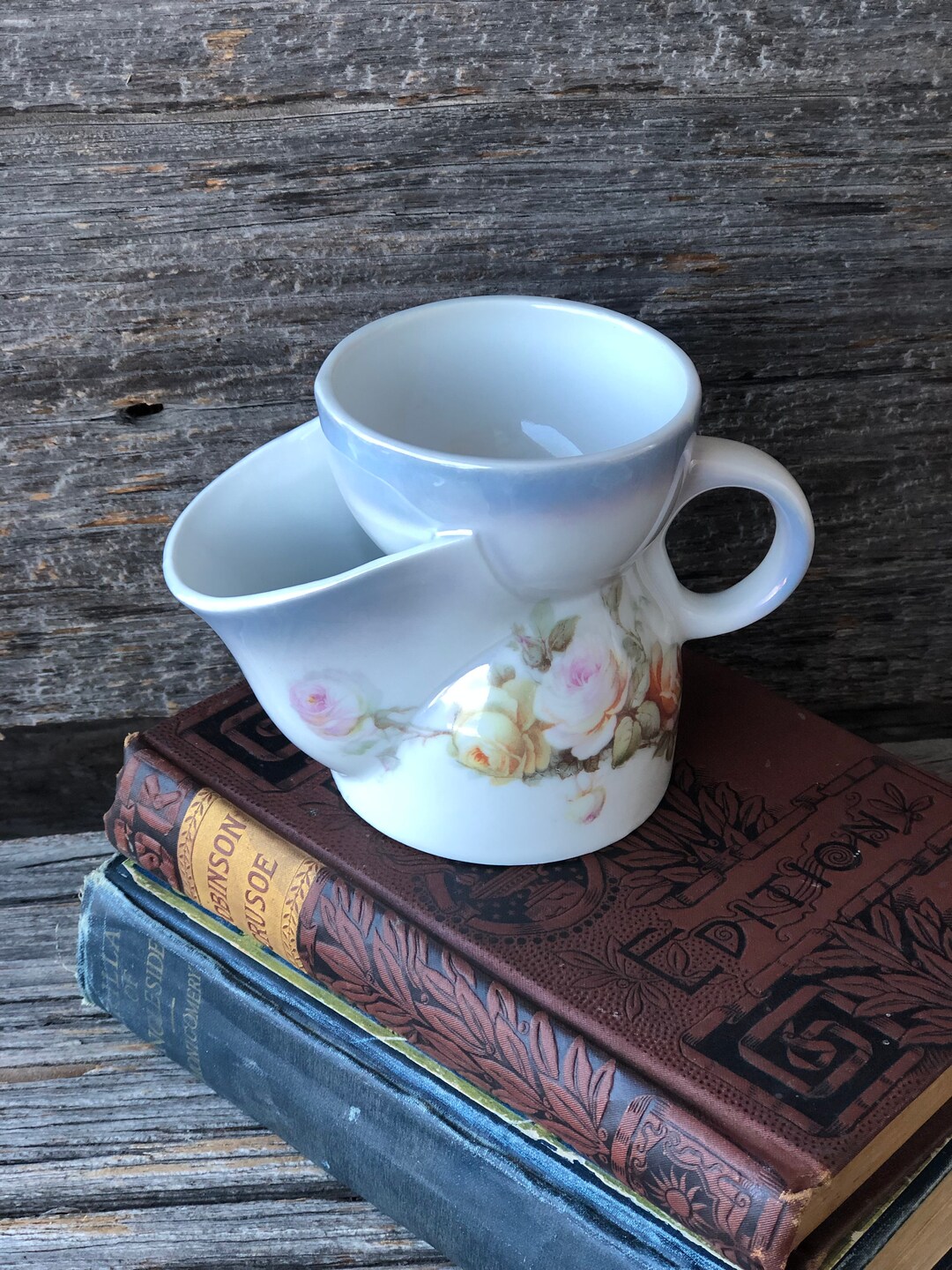 Antique Shaving Scuttle Mug Floral Roses Shaving Mug Shabby - Etsy