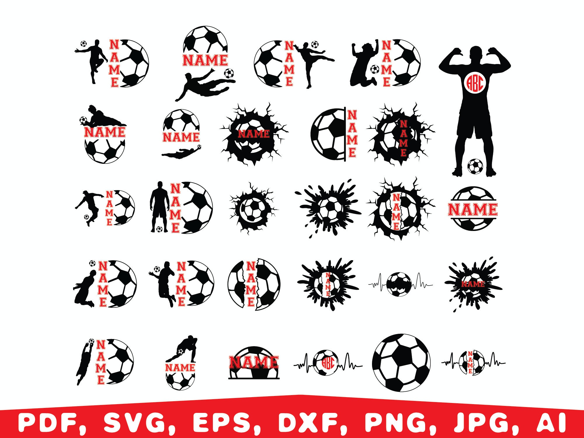 Soccer Svg Soccer Monogram Svg Soccer Player Svg Name - Etsy