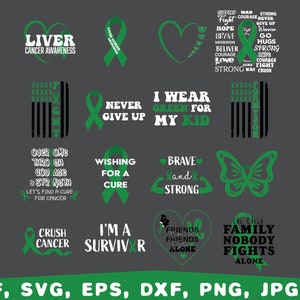 Liver Cancer Awareness Svg, Green Ribbon SVG, Liver Cancer Cut Files ...
