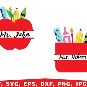 Crayon Split Monogram Svg, Crayon Svg, Teacher Svg, Teacher Name Svg ...