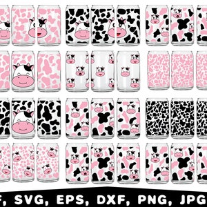 Cow Can Glass Wrap SVG, Baby Cow Glass Wrap Svg, 16oz Cow Head Libbey ...