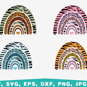 Boho Rainbow Svg Bundle, Rainbow Svg, Leopard Print Rainbow Svg ...