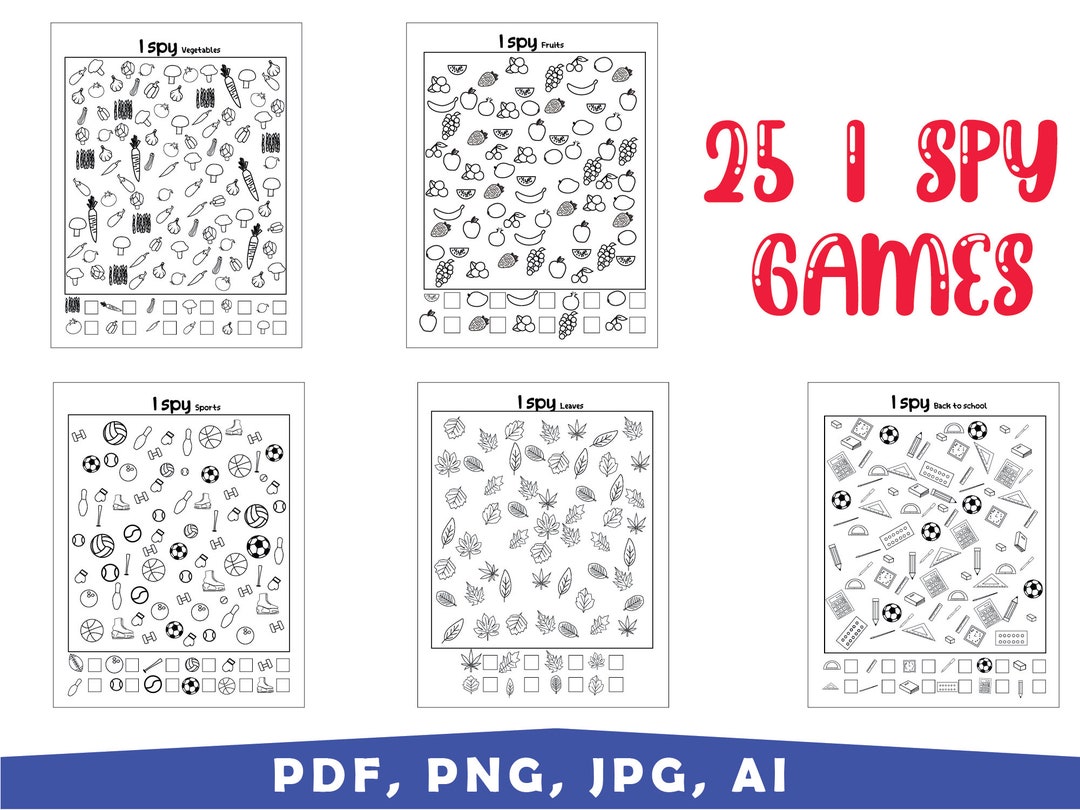 25 I Spy Game Fun, I Spy Activity Pages for Kids, Classroom Activity ...