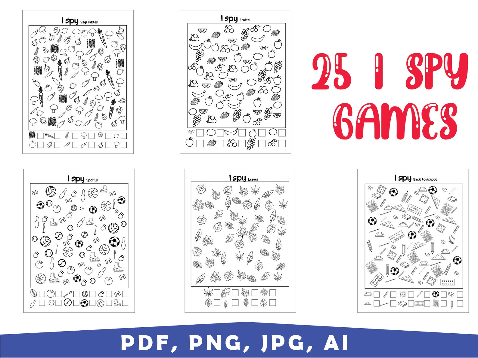25 I Spy Game Fun I Spy Activity Pages for Kids Classroom - Etsy