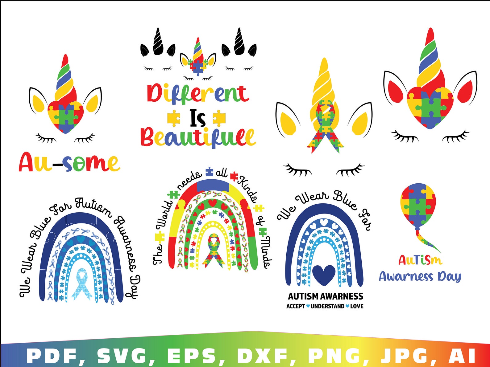 Autism Svg Bundle Autism Svg Autism Puzzle Svg Autism | Etsy Canada