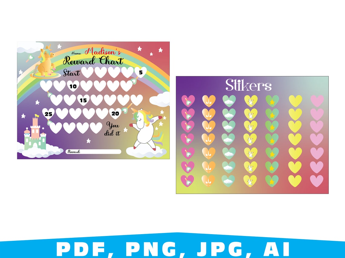 Printable Unicorn Reward Chart Printable Unicorn Behavior - Etsy
