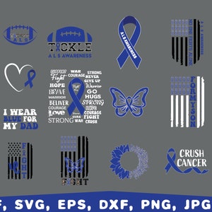ALS Awareness Svg, Blue Ribbon SVG, Als Cancer Cut Files, Als Ribbon ...
