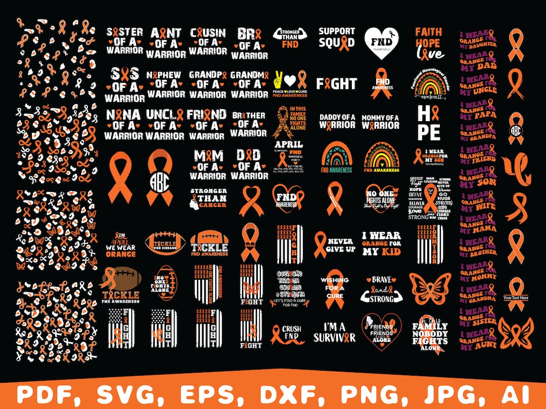 FND Awareness Svg, Functional Neurological Disorder Svg, Orange Ribbon ...