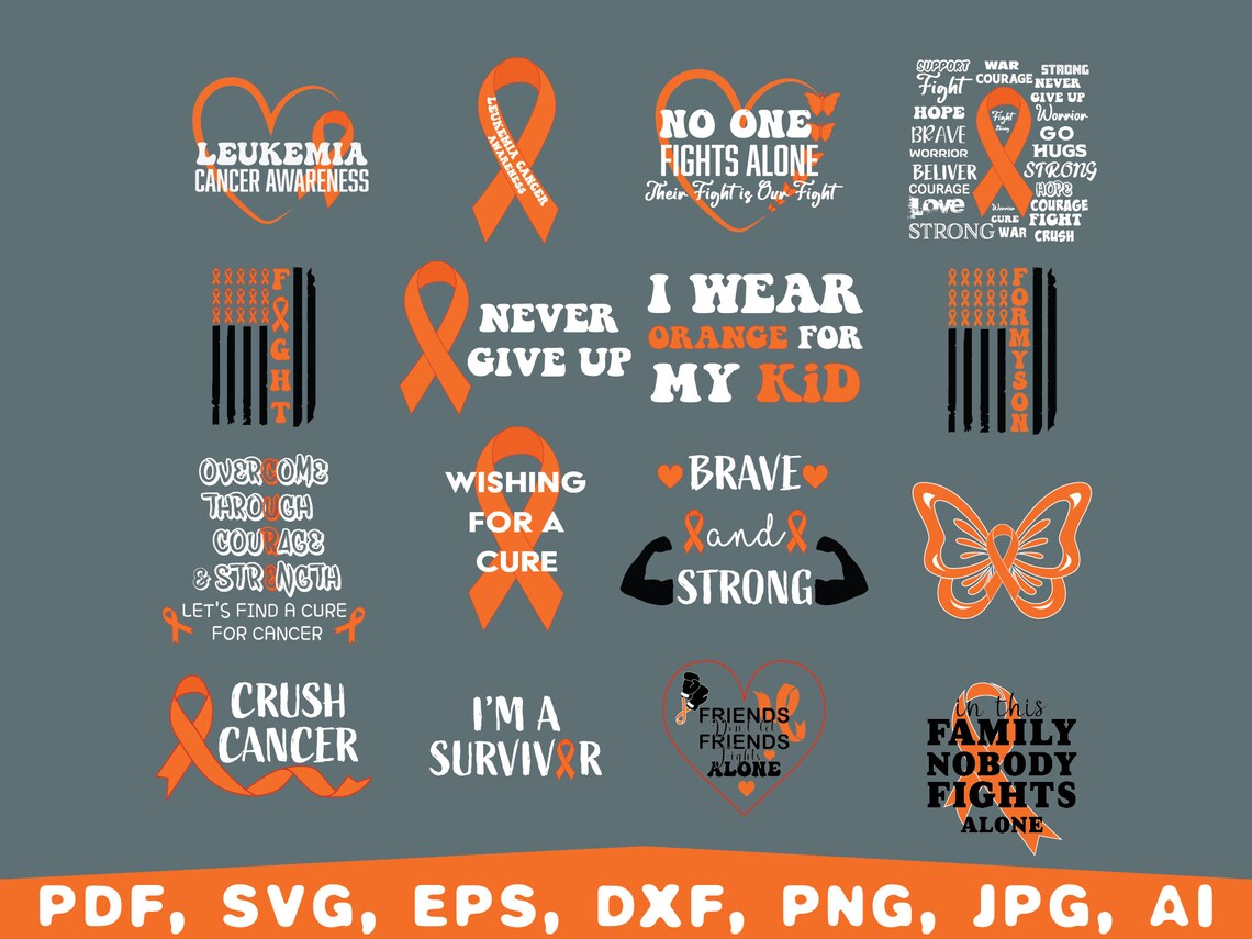 Leukemia Cancer Awareness Svg Orange Ribbon SVG Leukemia - Etsy
