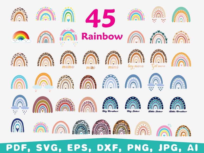 Boho Rainbow Svg Bundle Rainbow Svg Leopard Print Rainbow - Etsy
