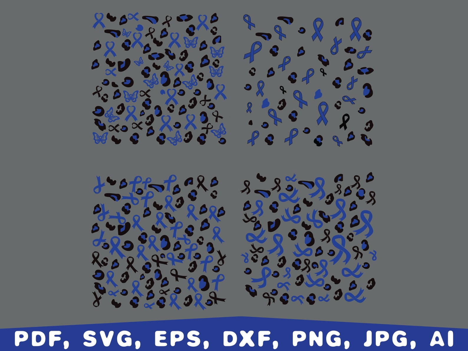 Colon Cancer Awareness SVG, Blue Ribbon, Fight Cancer (digital Files ...