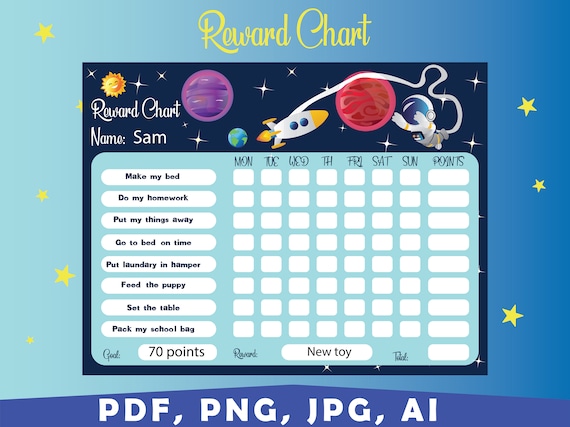Space Reward Chart Printable Space Behavior Chart Astronaut | Etsy