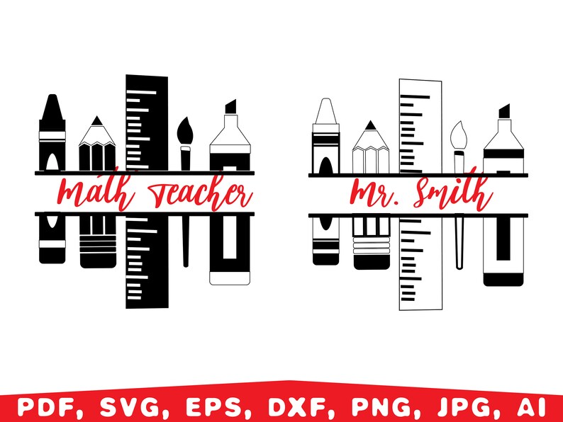 Leopard Crayon Split Monogram SVG, Teacher Name Frame (digital Files ...