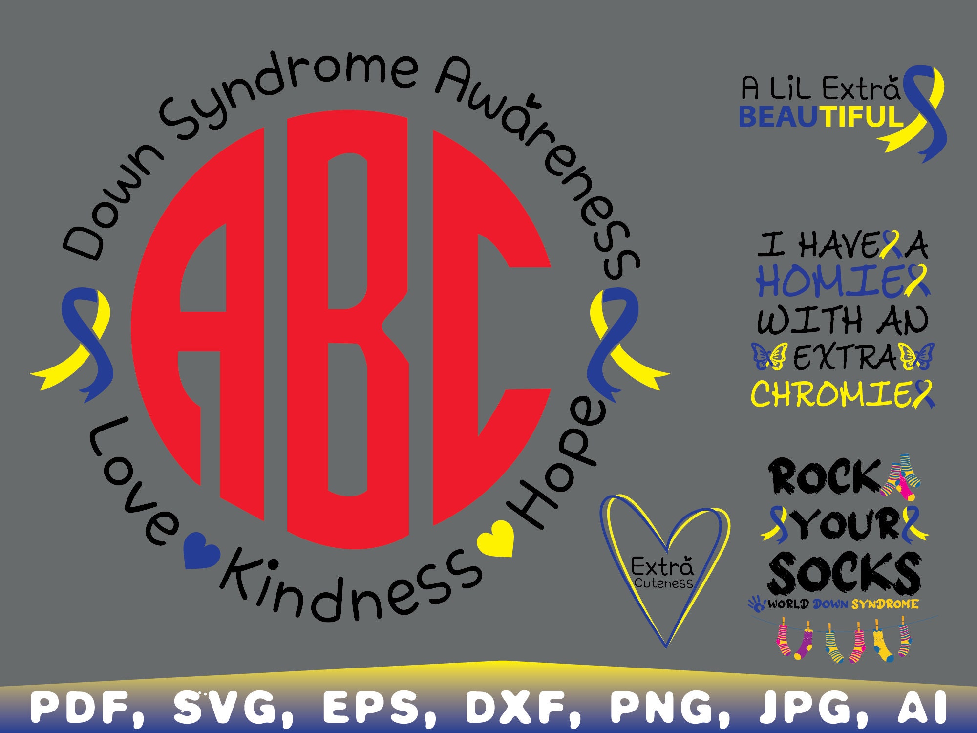 Down Syndrome Awareness Ribbon SVG Bundle (digital Files) - Etsy