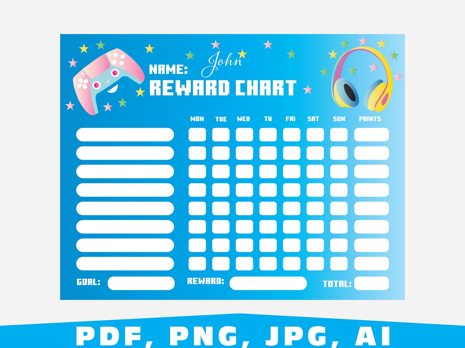 Video Game Reward Chart Printable Video Game Behavior Chart - Etsy
