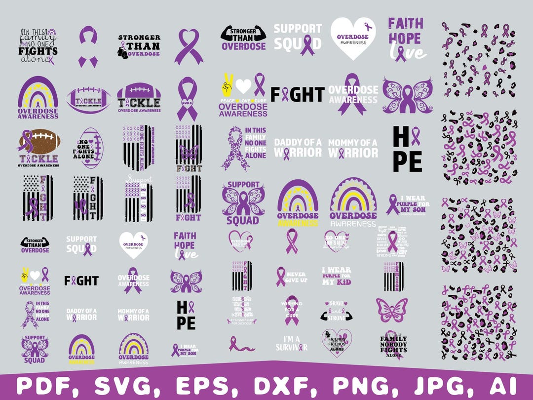 Overdose Awareness Svg, Purple Ribbon SVG, Overdose Cut Files ...