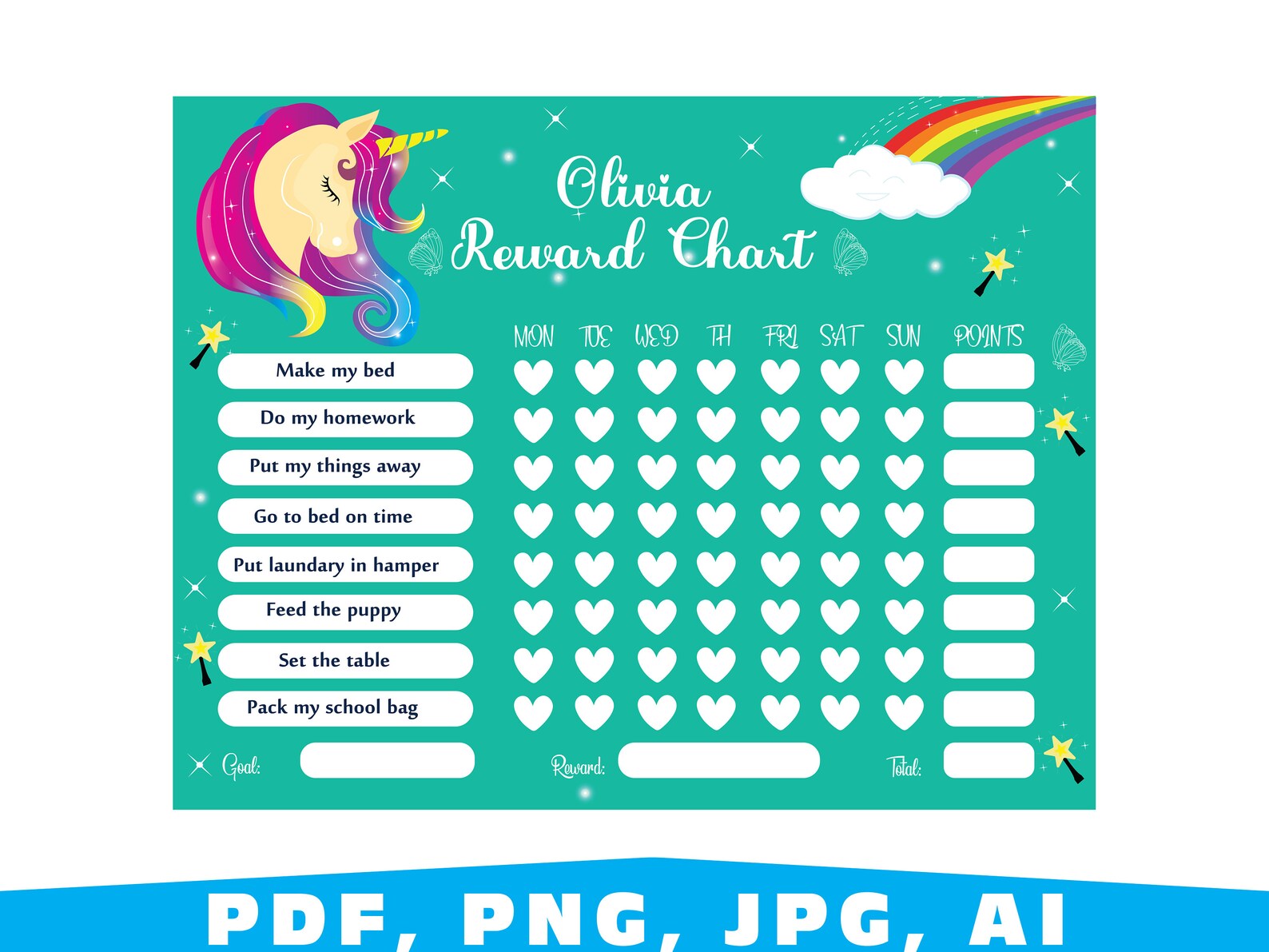 Printable Unicorn Reward Chart Printable Unicorn Behavior - Etsy