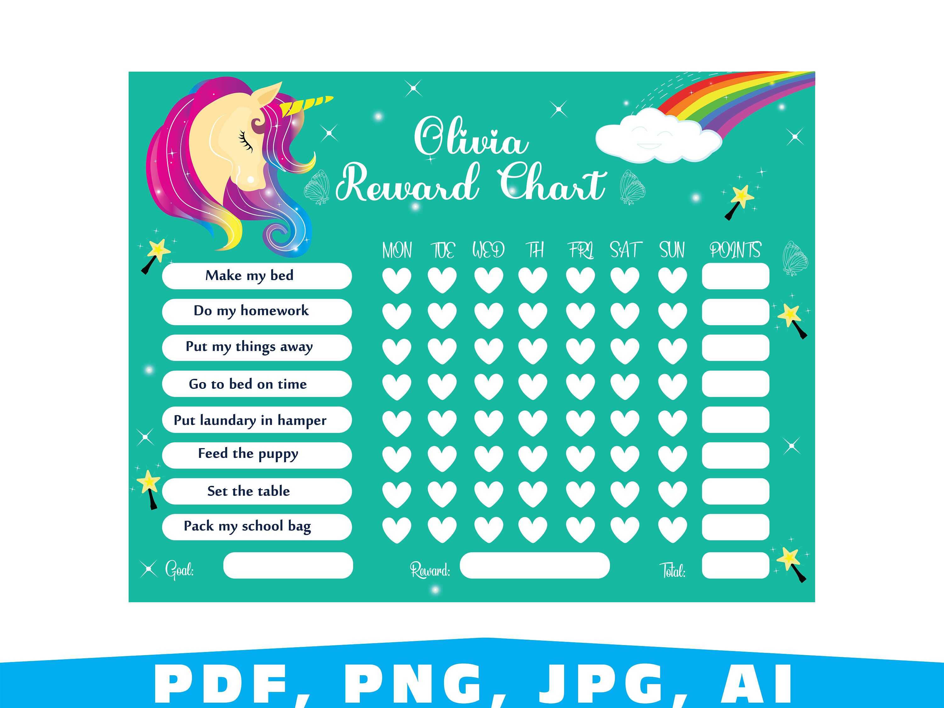 Printable Unicorn Reward Chart Printable Unicorn Behavior - Etsy