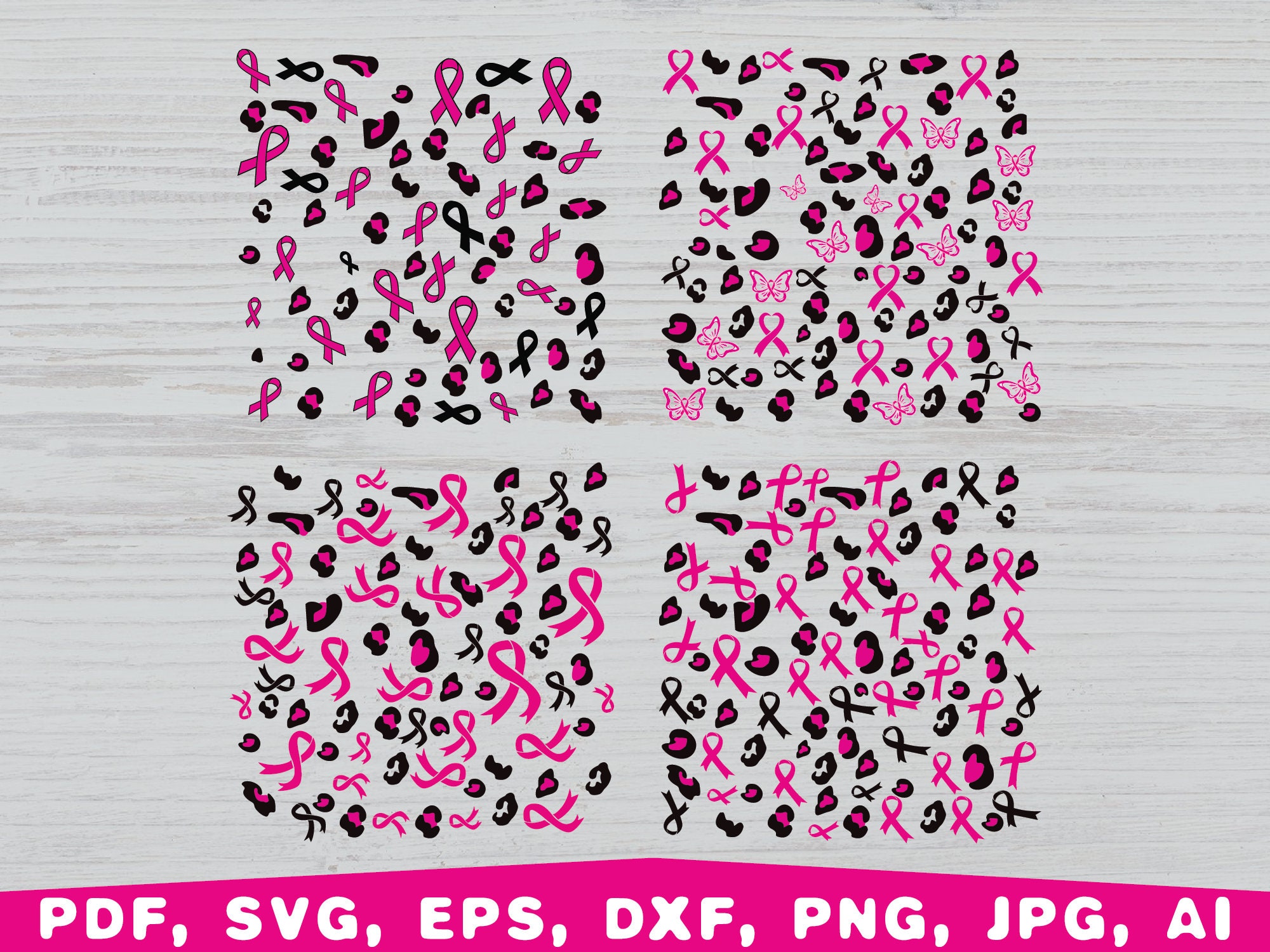 Leopard Ribbon Pattern SVG Breast Cancer Awareness Svg - Etsy UK