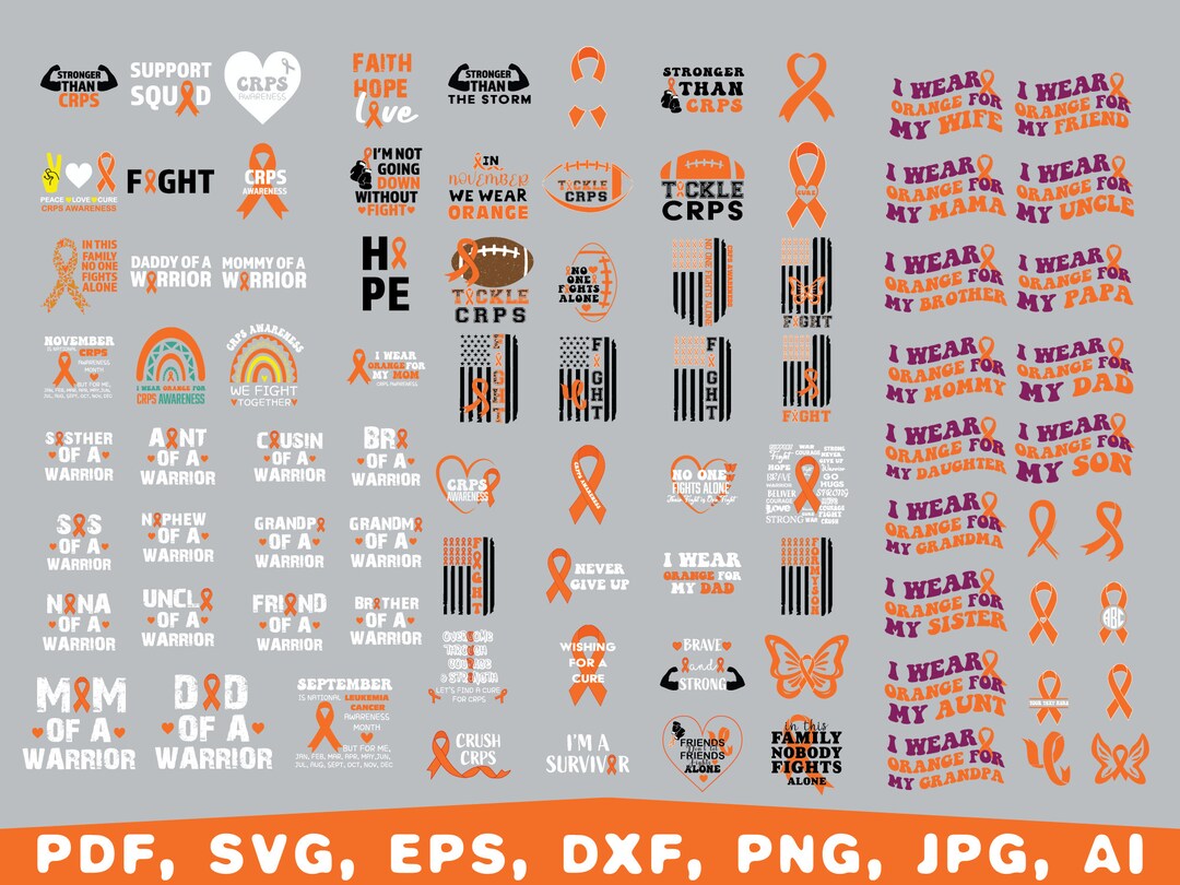 CRPS Awareness Svg, Orange Ribbon SVG, Crps Cut Files, Crps Ribbon SVG ...