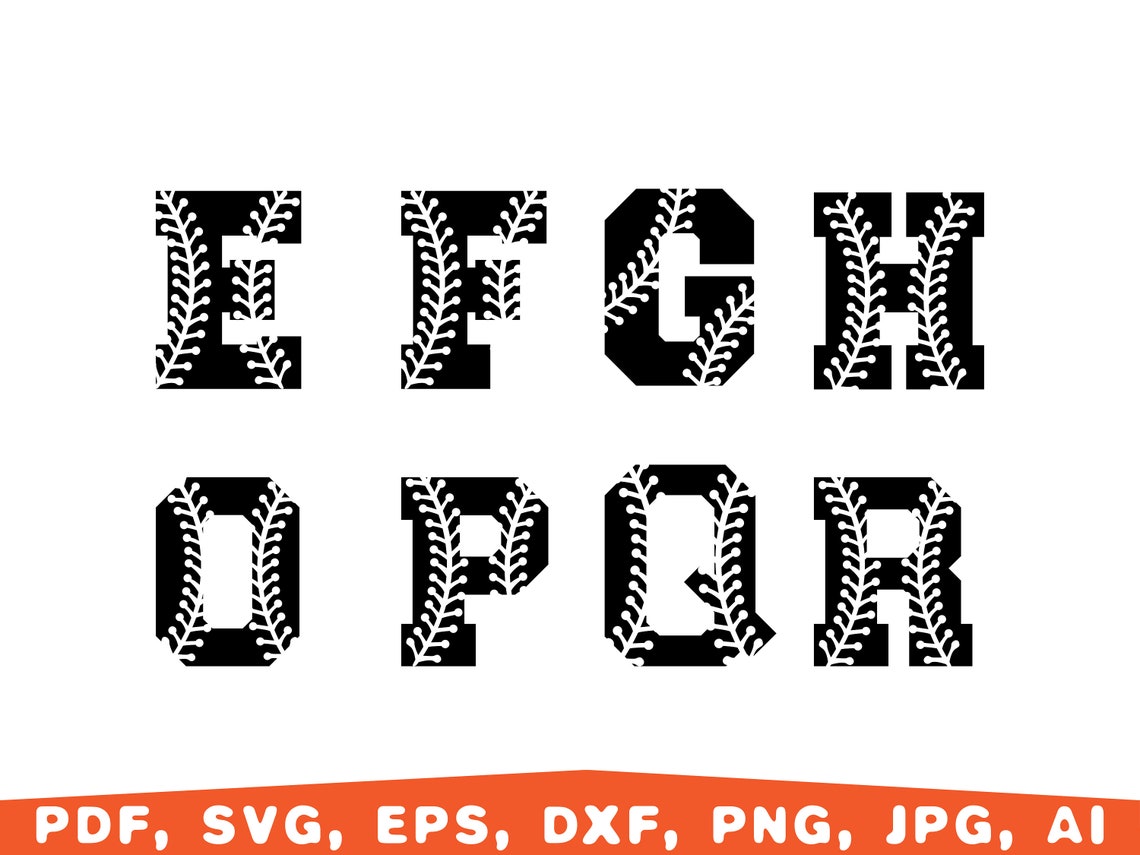 Fuente de béisbol svg, Alfabeto de béisbol, Letras de béisbol, Letras ...
