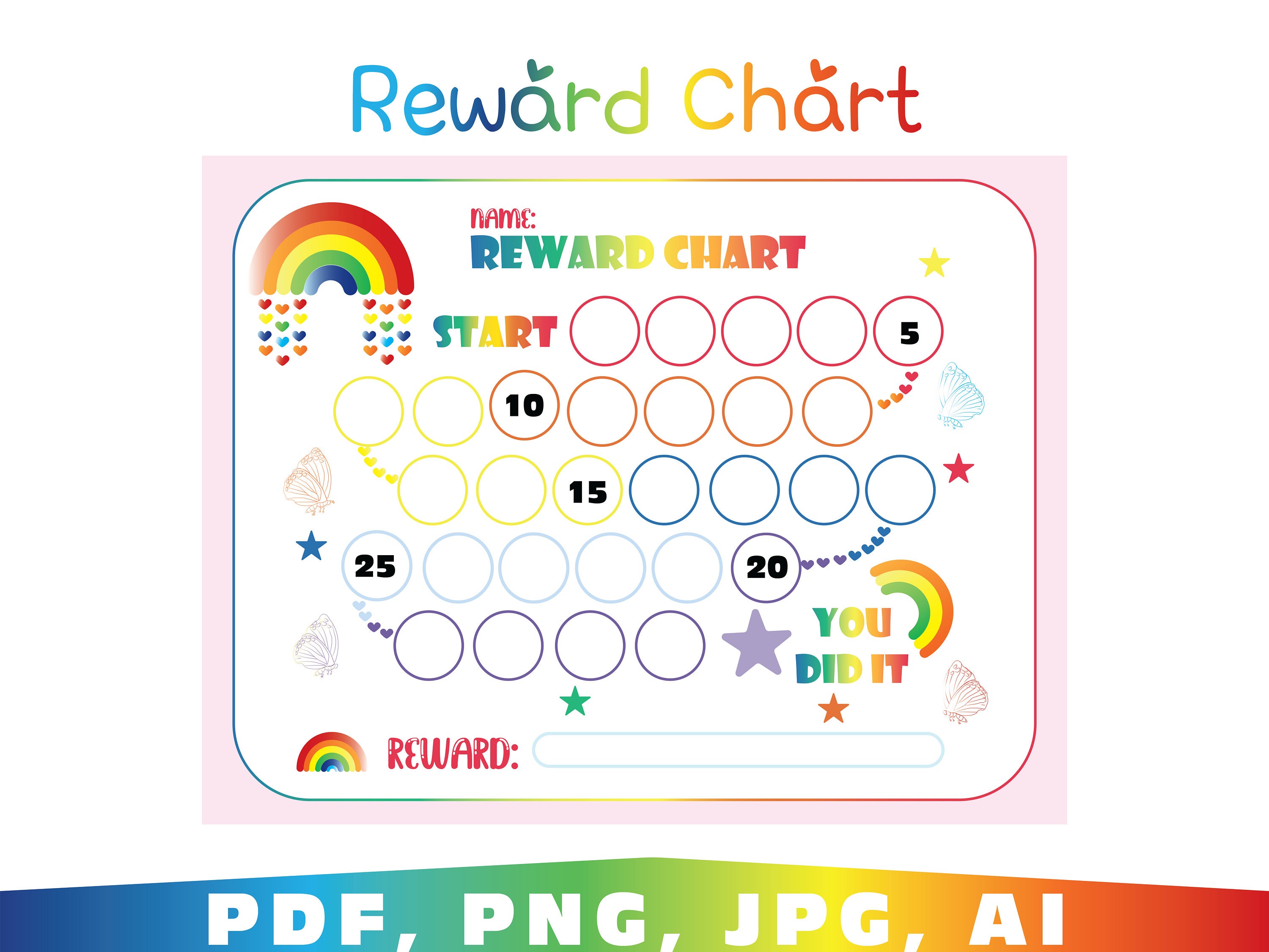 Rainbow Reward Chart, Kids Chore Chart (digital Download) - Etsy