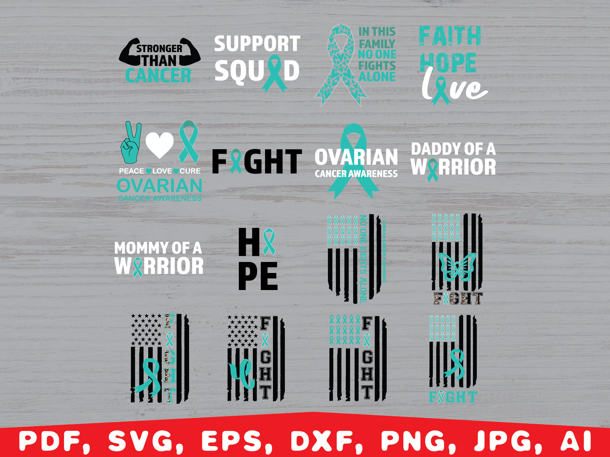 Ovarian Cancer Awareness Svg Bundle Teal Ribbon Svg Ovarian - Etsy