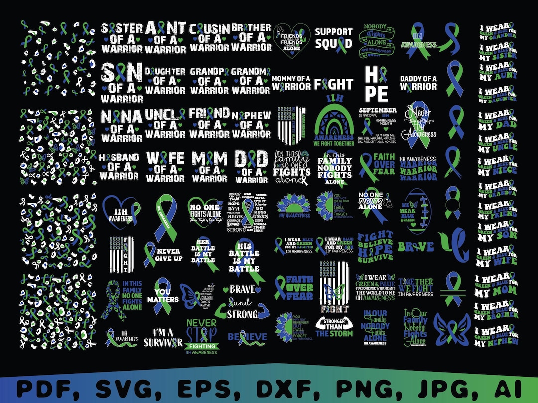 IIH Awareness Svg, Iih Svg, Ihh Awareness Ribbon SVG, I Wear Green and ...