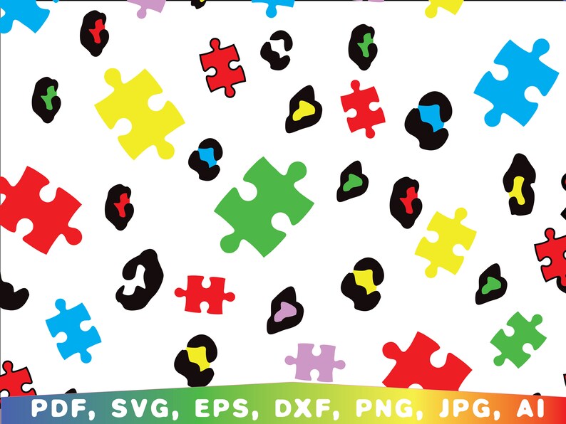 Autism Leopard Pattern SVG Autism Awareness Cheetah Puzzle - Etsy