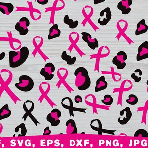 Leopard Ribbon Pattern SVG, Breast Cancer Awareness Svg, Breast Cancer ...