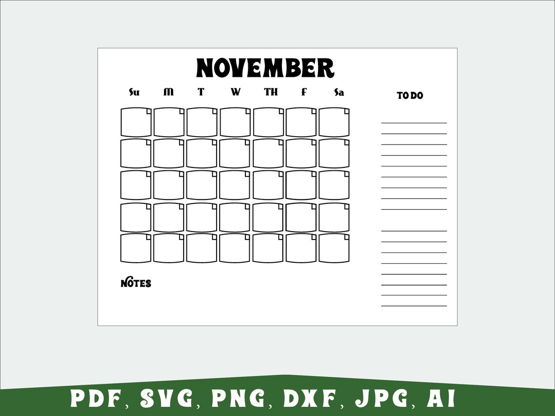 Calendar Svg Printable Calendar Calendar Cricut Monthly | Etsy