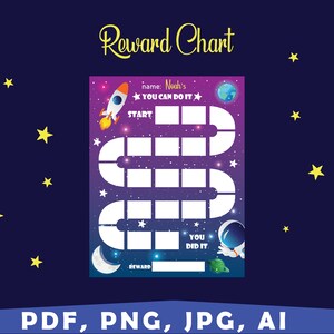 Outer Space Reward Chart, Printable Space Behavior Chart, Astronaut ...