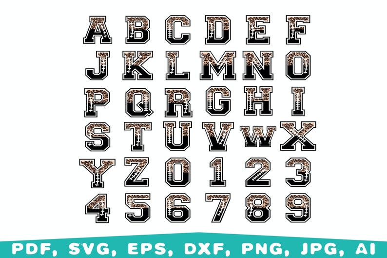 Football Font Svg Football Alphabet Svg Half Leopard - Etsy
