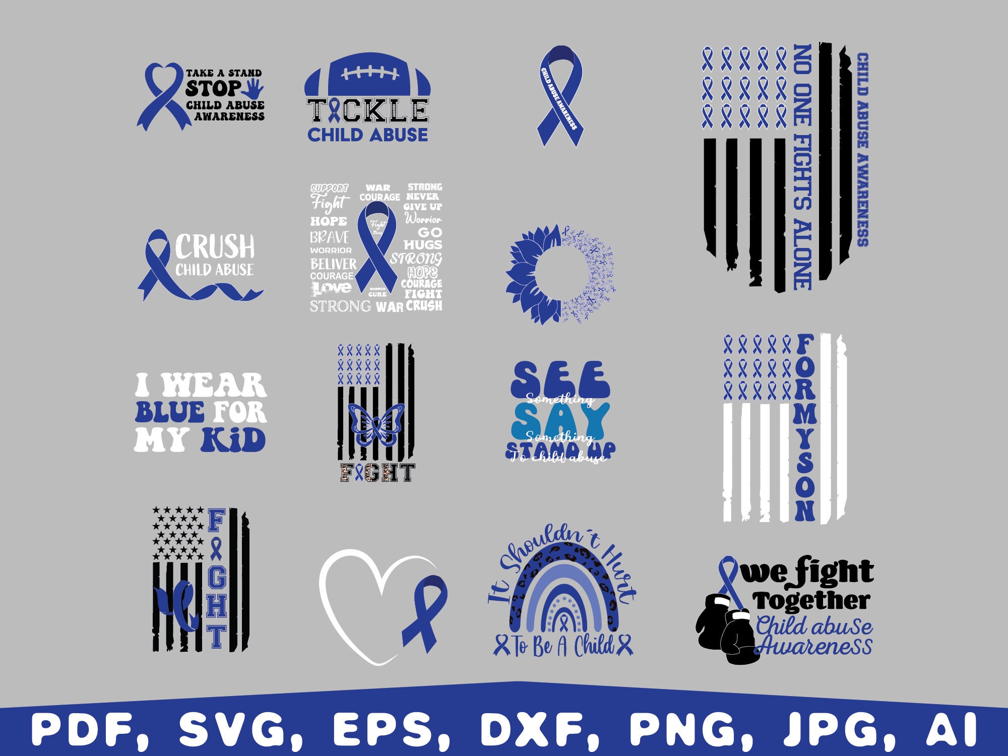 Child Abuse Svg, Child Abuse Awareness Svg, Blue Ribbon Svg, Stop the ...