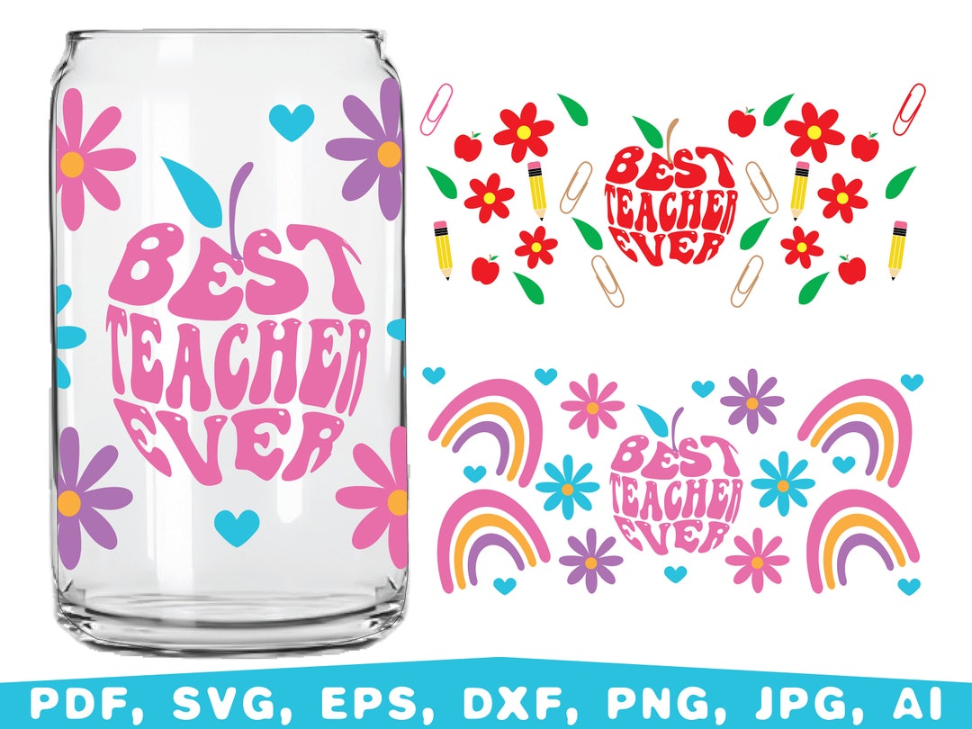 Teacher Glass Wrap Svg, 16oz Can Glass Svg, Coffee Libbey 16oz Can ...