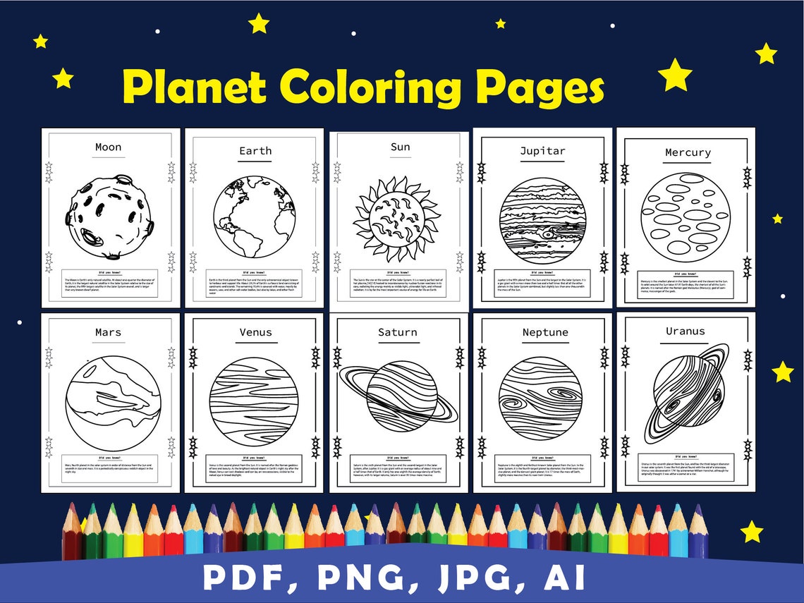 Planet Coloring Pages Space Solar System Coloring Book Space - Etsy