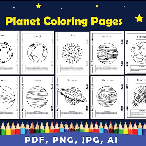 Planet Coloring Pages Space Solar System Coloring Book Space - Etsy