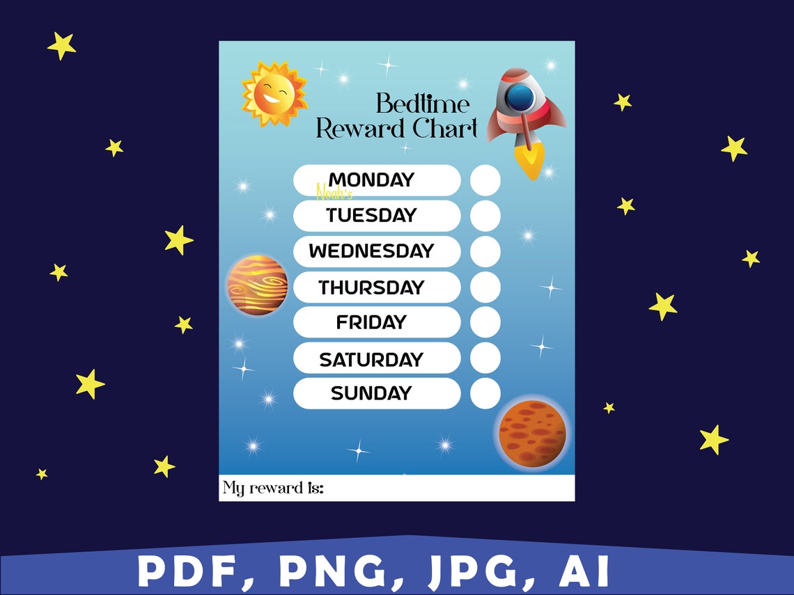 Space Reward Chart Printable Space Behavior Chart Astronaut | Etsy