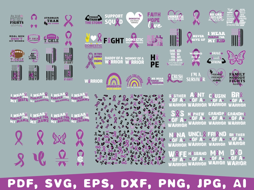 Domestic Violence Awareness Svg Bundle, Purple Ribbon Svg, Stop ...