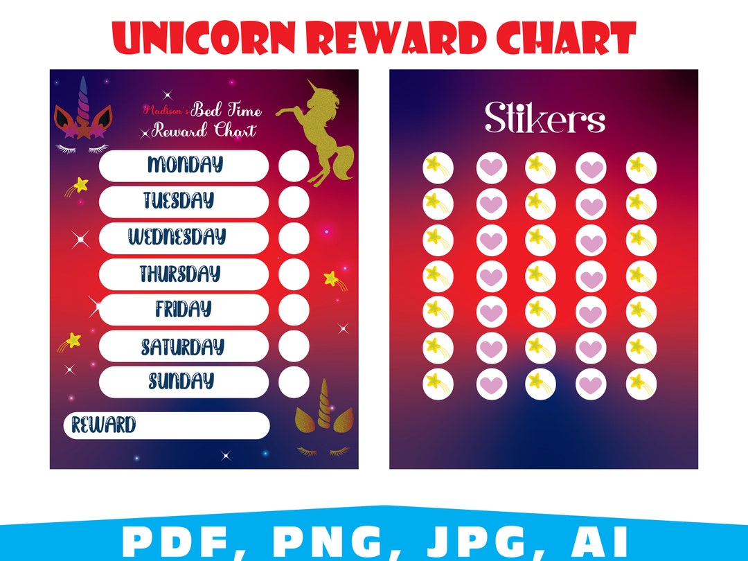 Printable Unicorn Reward Chart, Printable Unicorn Behavior Chart ...