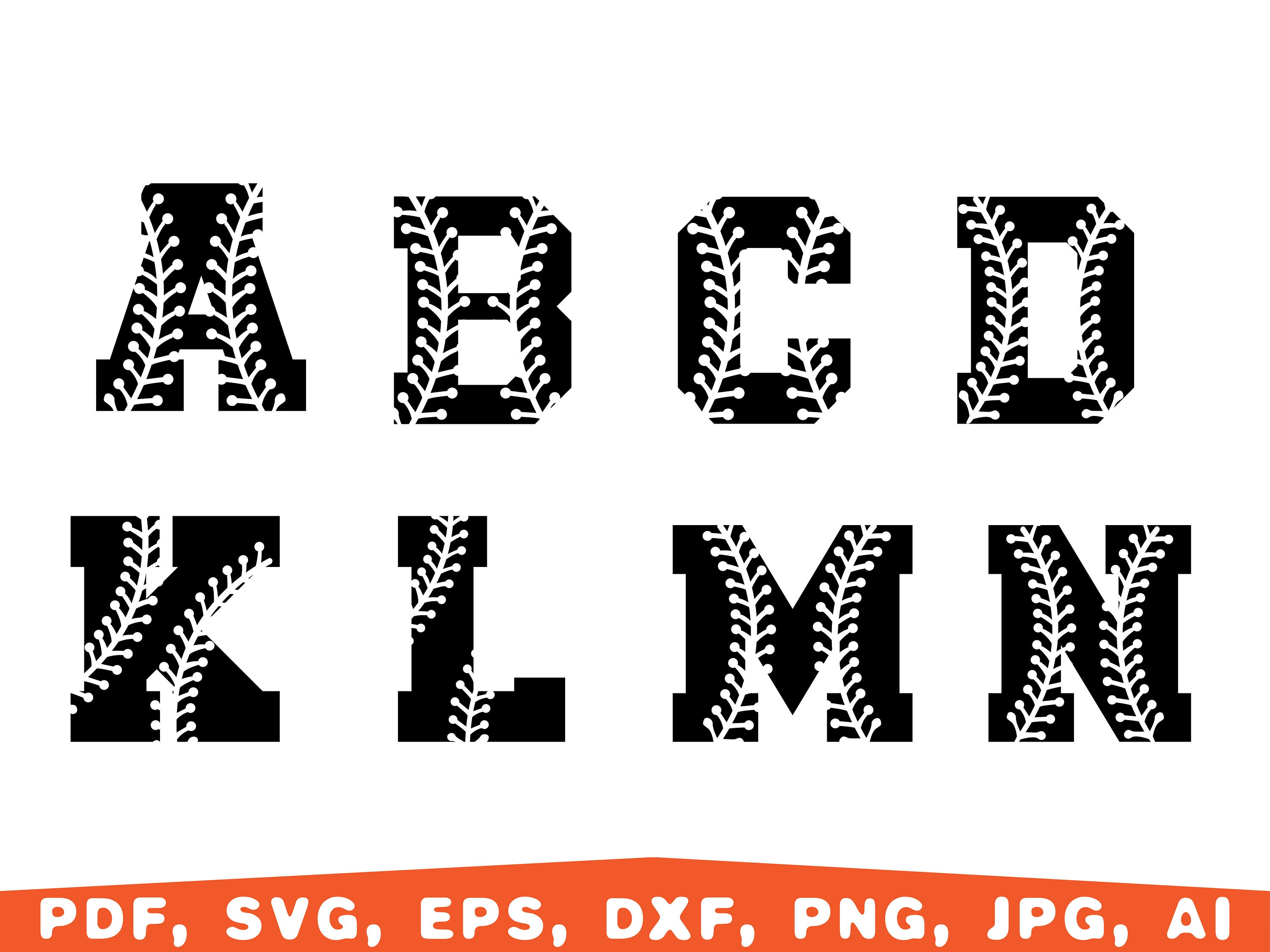 Fuente de béisbol svg Alfabeto de béisbol Letras de béisbol - Etsy México