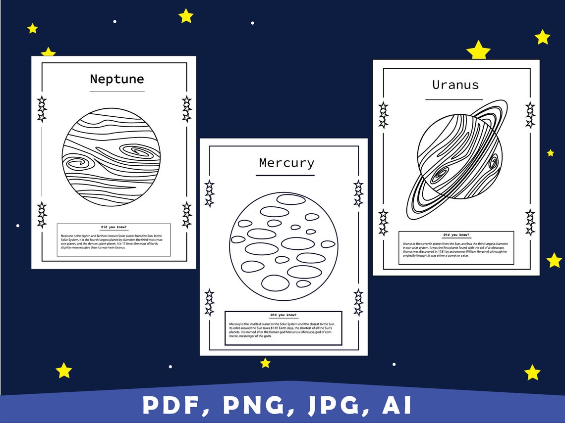 Planet Coloring Pages Space Solar System Coloring Book Space - Etsy