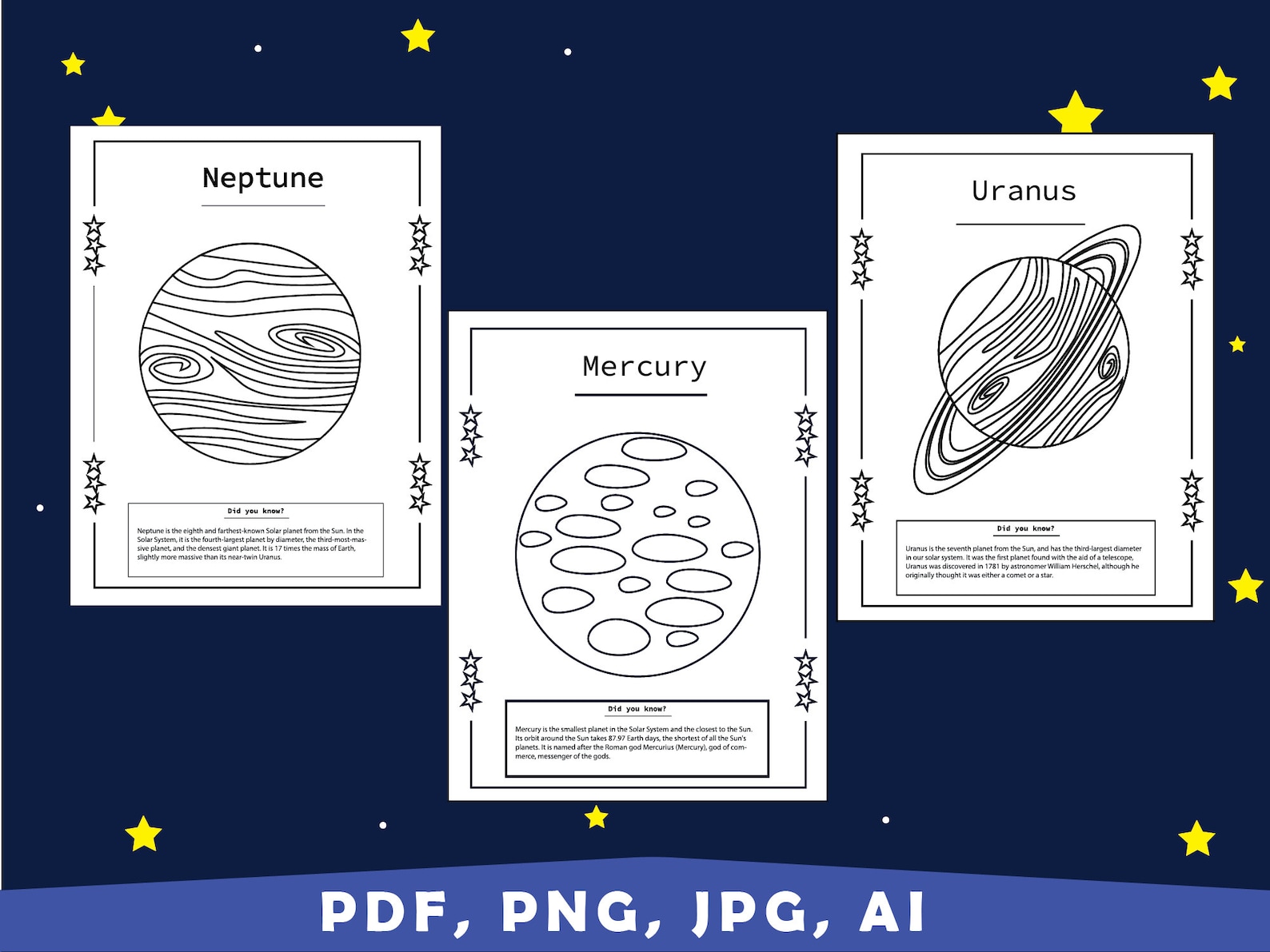 Planet Coloring Pages Space Solar System Coloring Book Space - Etsy