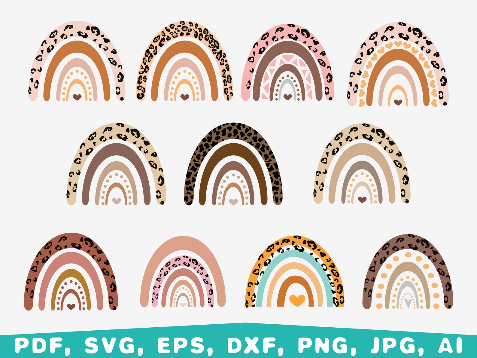 Boho Rainbow Svg Bundle Rainbow Svg Leopard Print Rainbow - Etsy Canada