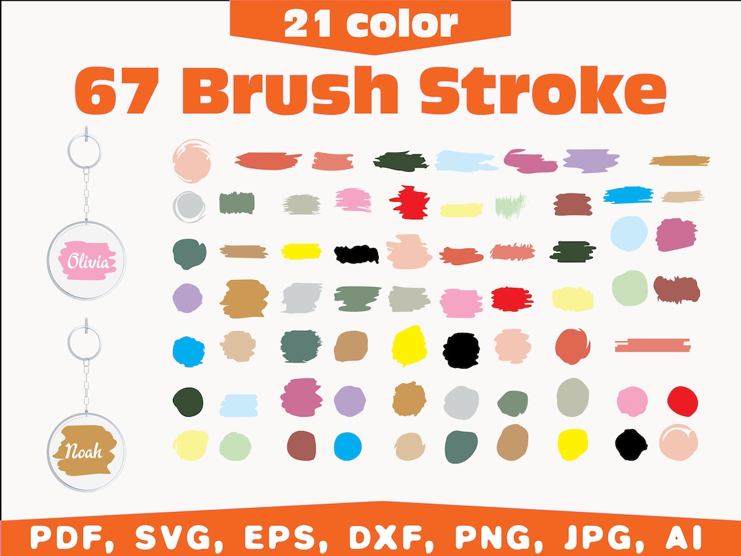 Paint Brush Strokes Svg, Paint Brush Stroke Keychain Svg, Keychain Svg ...