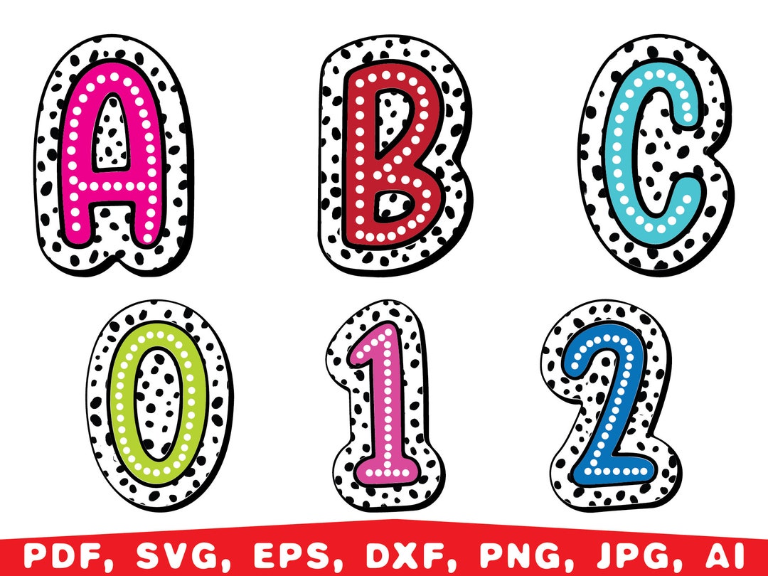 Dalmatian Dots Alphabet Svg, Dalmatian Dots Letters Png, Colorful ...