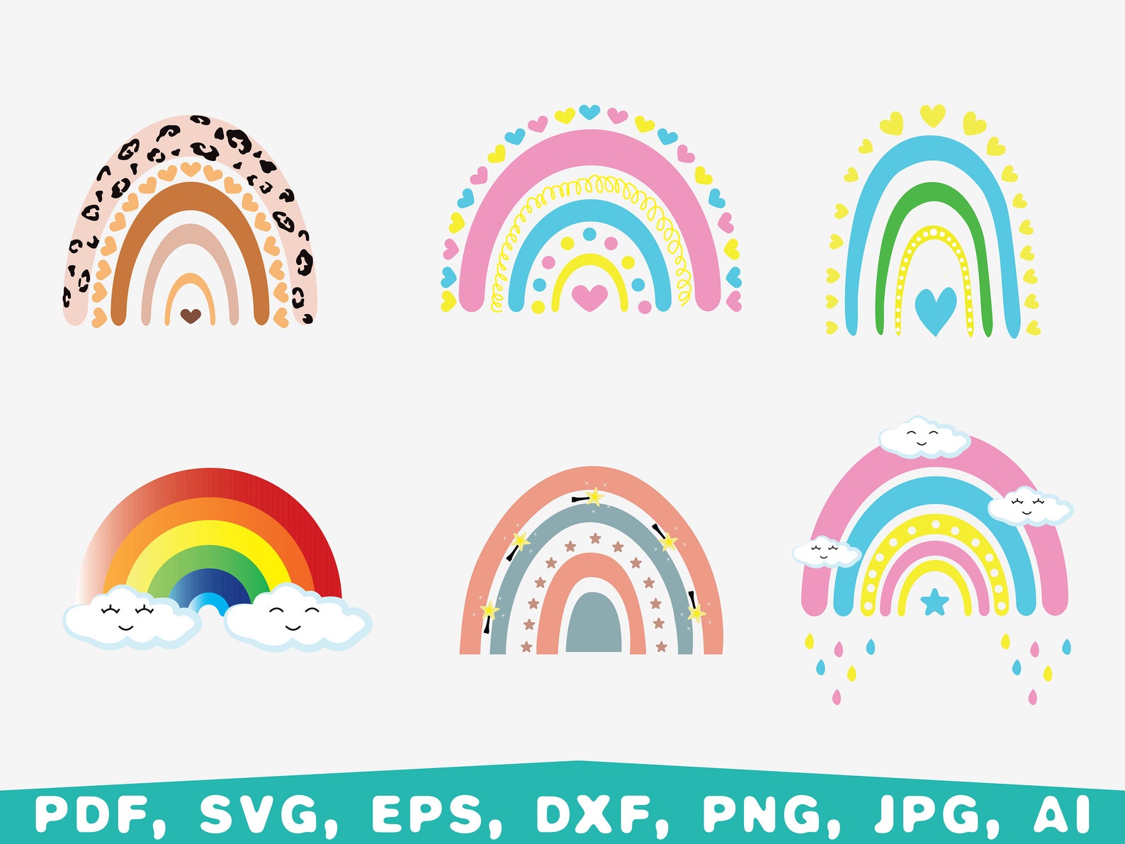 Boho Rainbow Svg Bundle Rainbow Svg Leopard Print Rainbow - Etsy