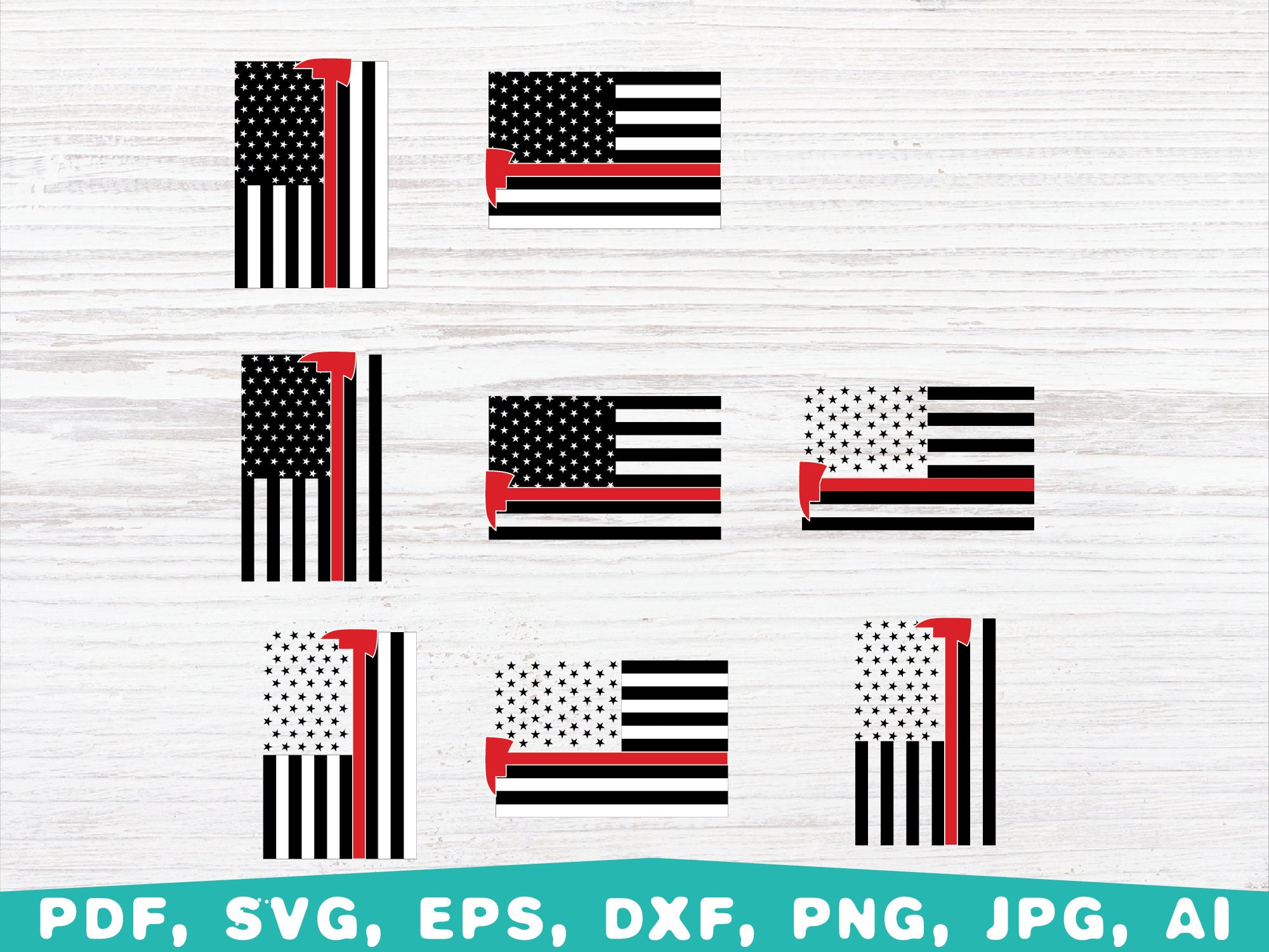 Firefighter Svg Bundle Red Line Flag SVG Firefighter Flag - Etsy