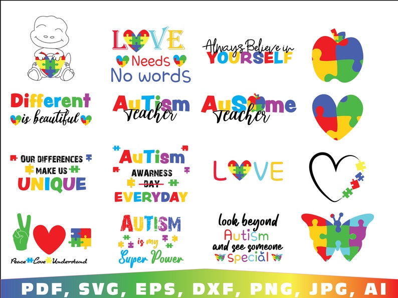Autism Svg Bundle, Autism Svg, Autism Puzzle Svg, Autism Awareness ...