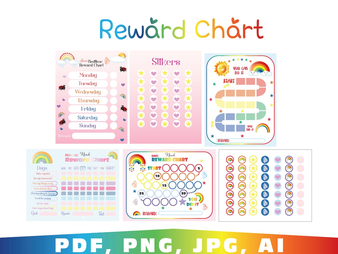 Printable Rainbow Reward Chart, Printable Rainbow Behavior Chart ...